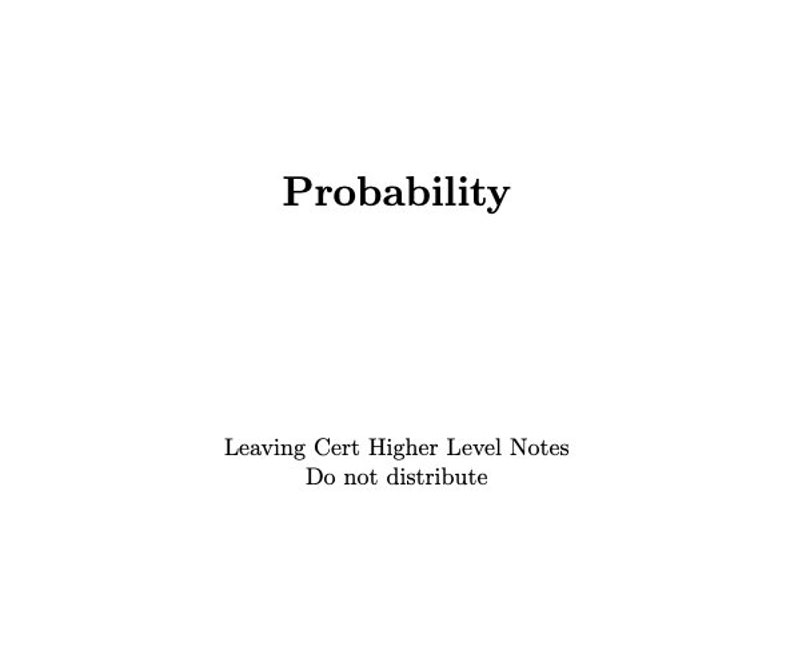 Probability - Leaving Cert Higher Level Maths Notes - Etsy