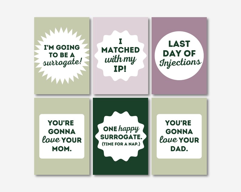 Surrogate Milestone Cards for Surrogate + One Intended Parent — Color ...