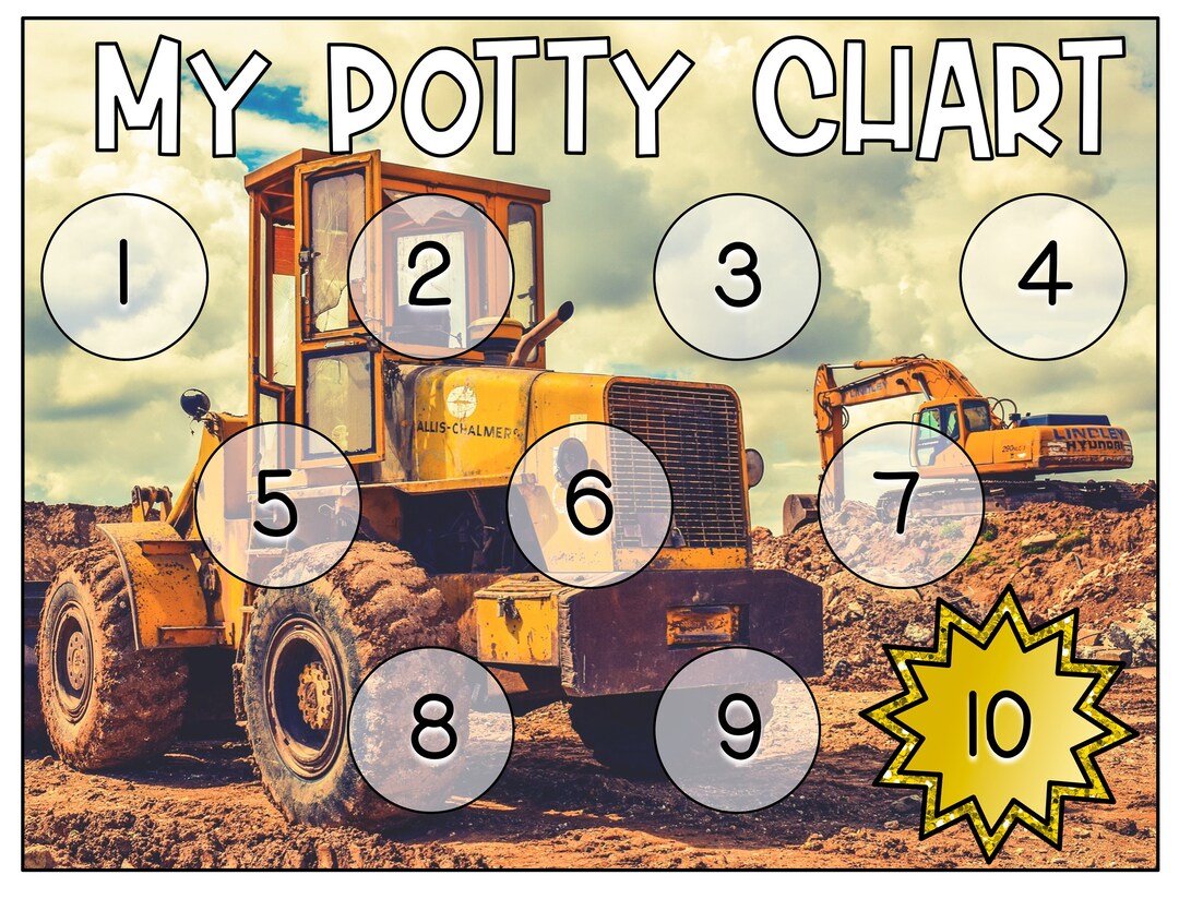 Construction Site Potty Chart for Kids and Toddlers | Dgiital Print ...