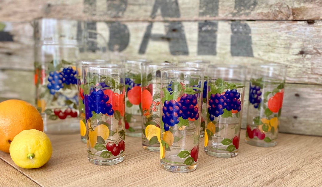 Vintage Lemonade Set With Glass Pitcher and 8 Matching Glasses - Etsy