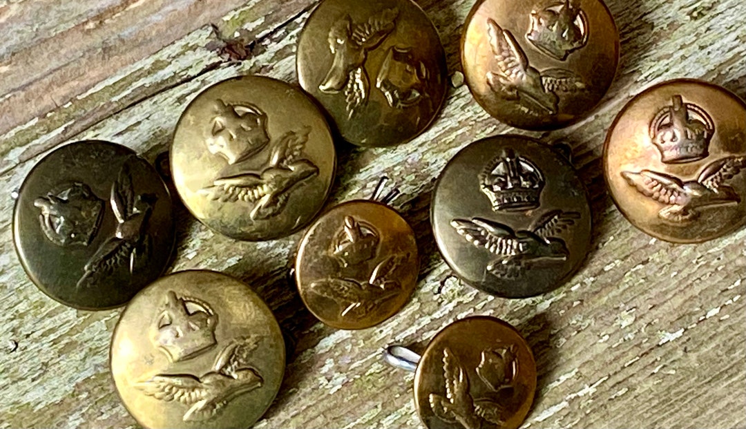 Vintage Collection of Nine RAF Military Buttons by Cheney and Firmin ...