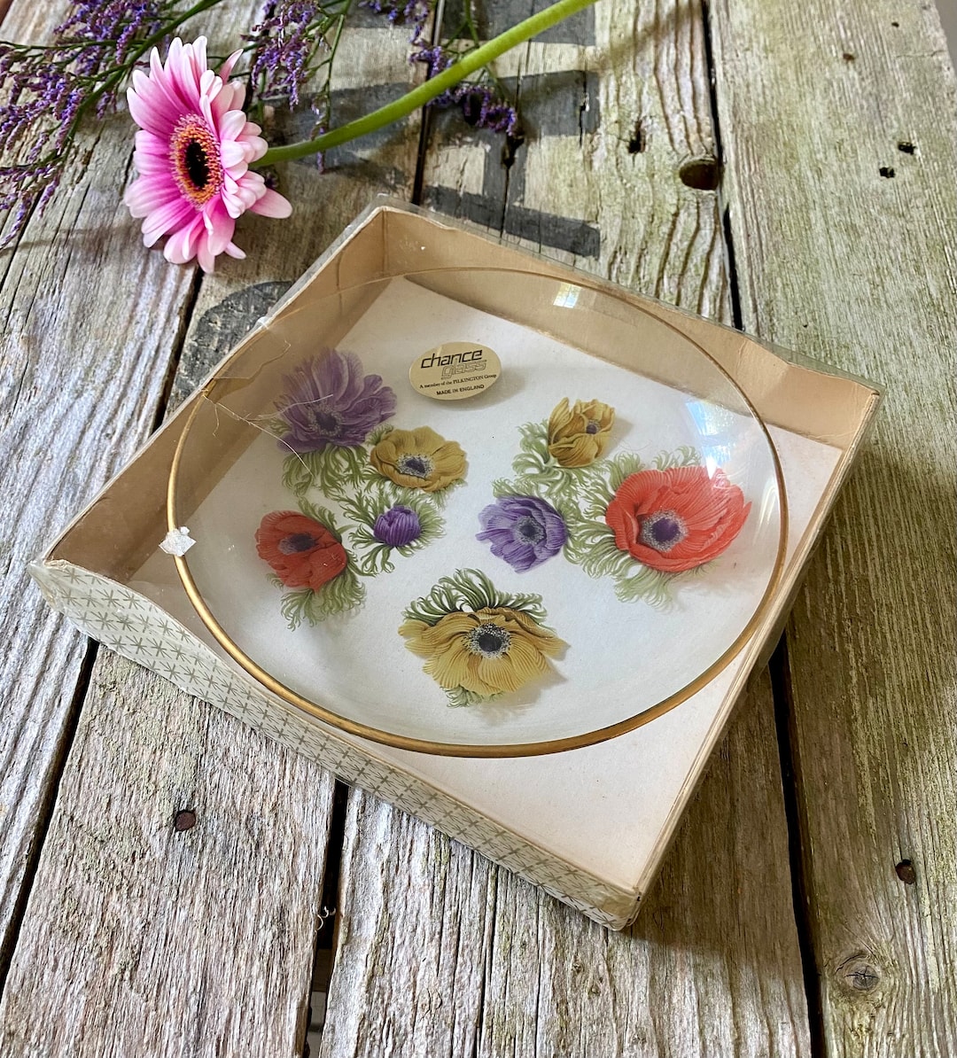 Vintage Chance Glass Anemones Plate 25cm Diameter - Etsy