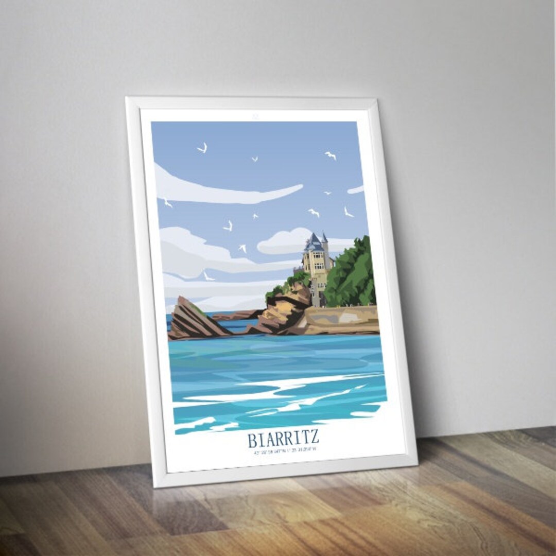 Illustration Poster BIARRITZ I Basque Country I FRANCE - Etsy