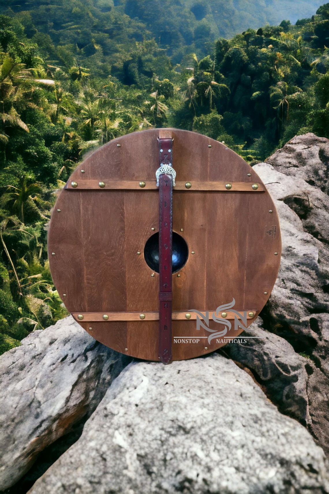 Antique Wooden Viking Shield Premium Quality for Cosplay Combat Costume ...