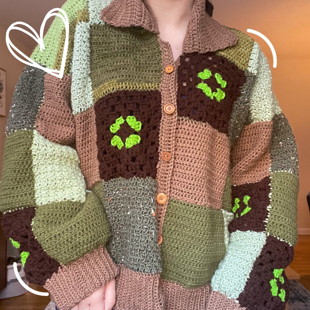 PATTERN Crochet Color Block Cardigan Sweater Customizable Easy for ...