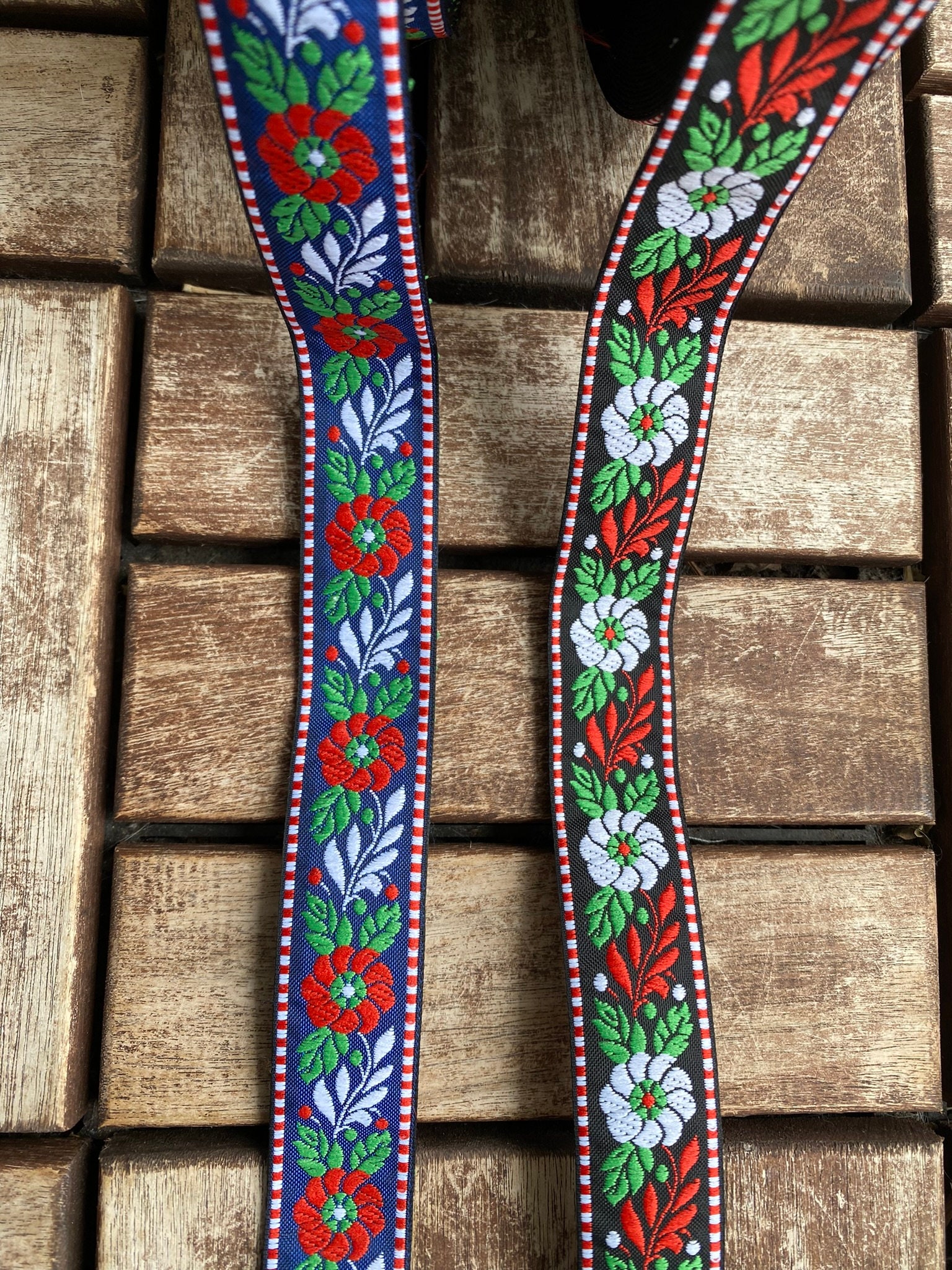 Traditional Czech Slovak Folk Ribbon 25mm Wide, With Round Flowers - Etsy