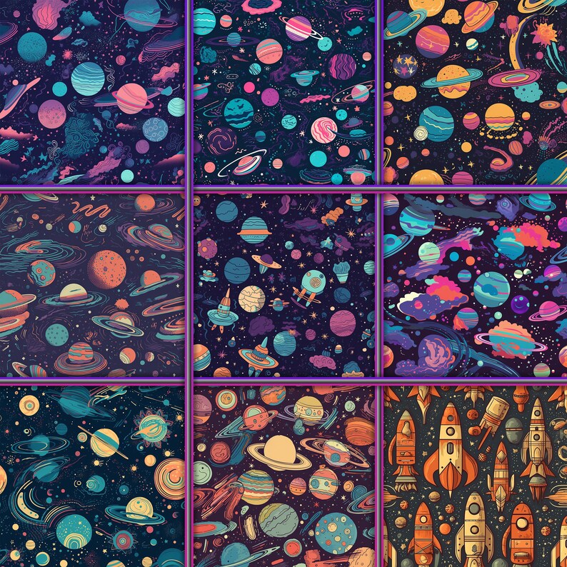 20 Space Digital Paper Cosmos Seamless Pattern Cosmic - Etsy
