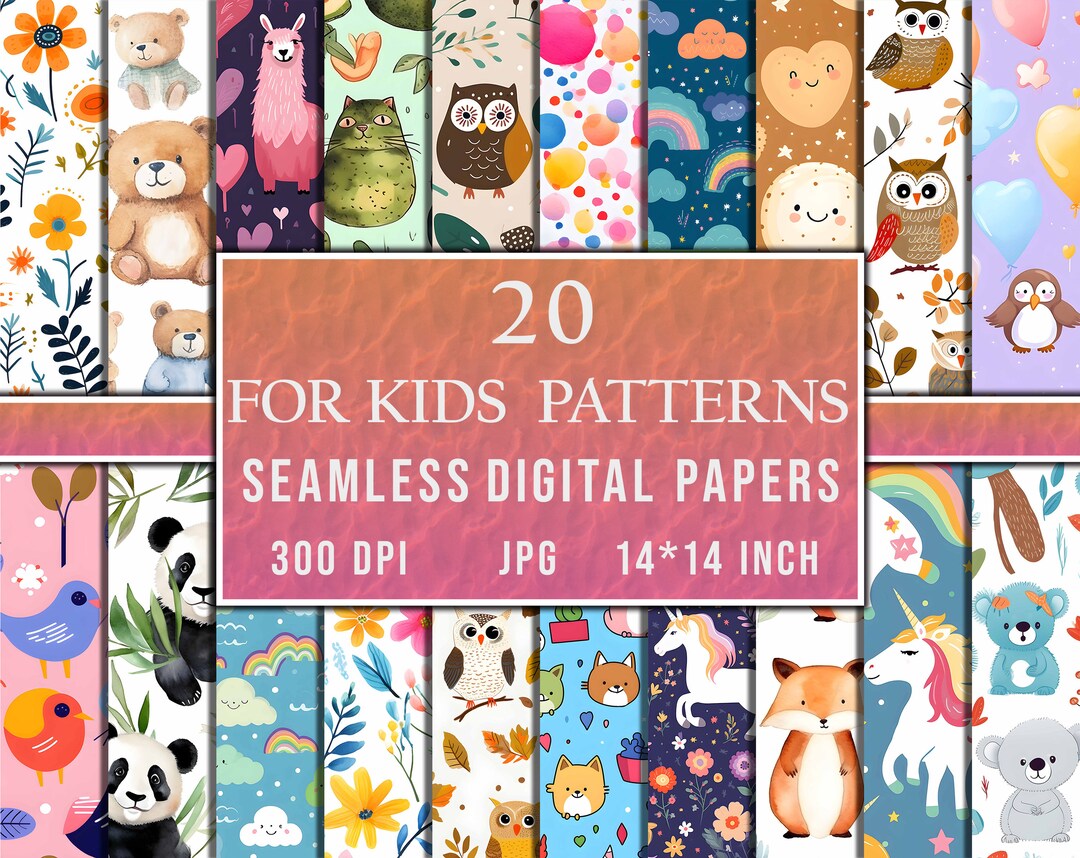 20 for Kids Motifs, Cute Patterns, Cute Digital Paper Prints ...