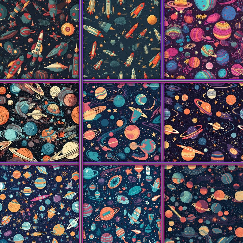 20 Space Digital Paper Cosmos Seamless Pattern Cosmic - Etsy