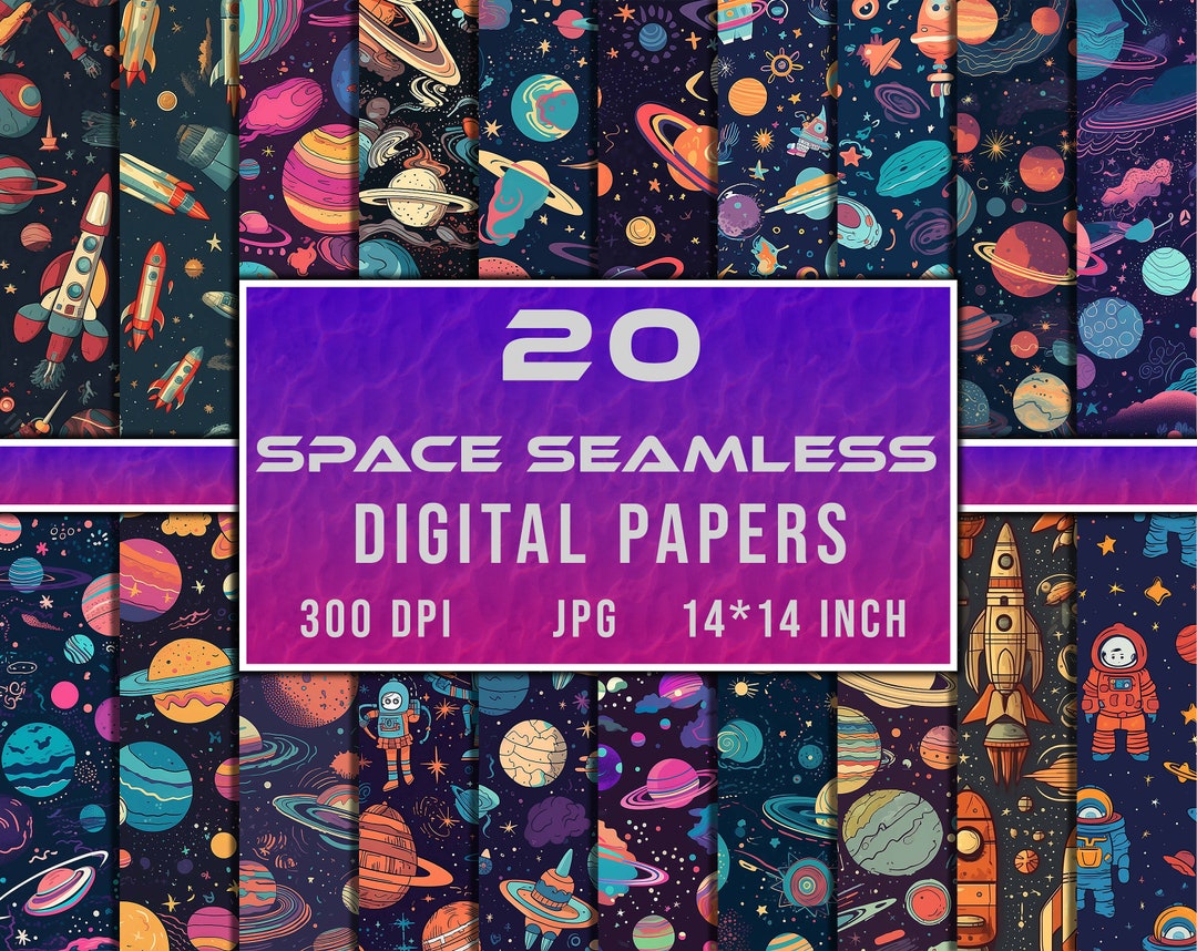 20 Space Digital Paper, Cosmos Seamless Pattern, Cosmic Prints ...