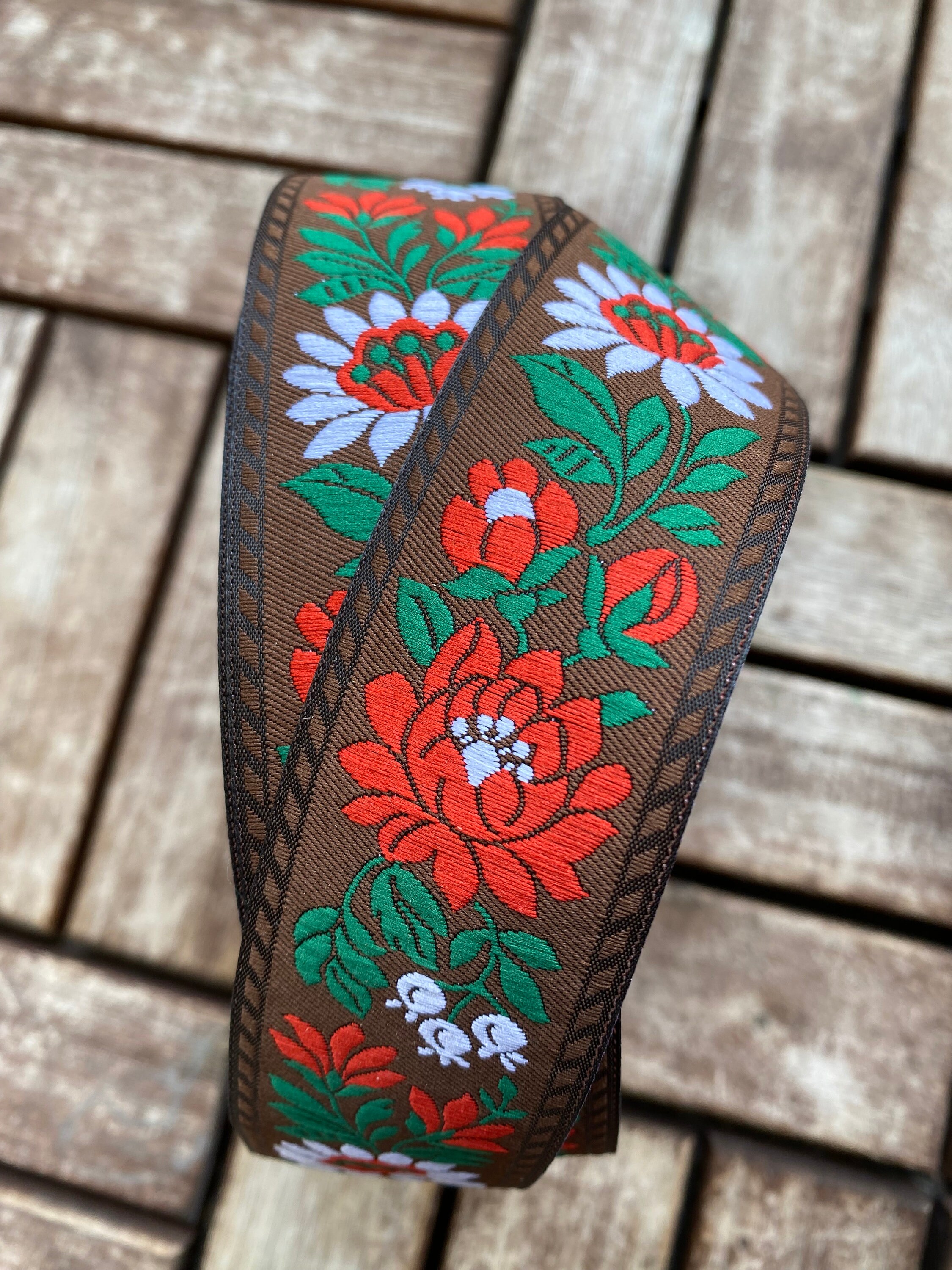6 Colors Traditional Czech Slovak Folk Ribbon 35mm Wide, With Flowers ...