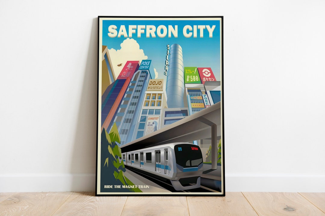 Pokemon Poster Pokemon Saffron City Travel Poster Saffron City Art ...