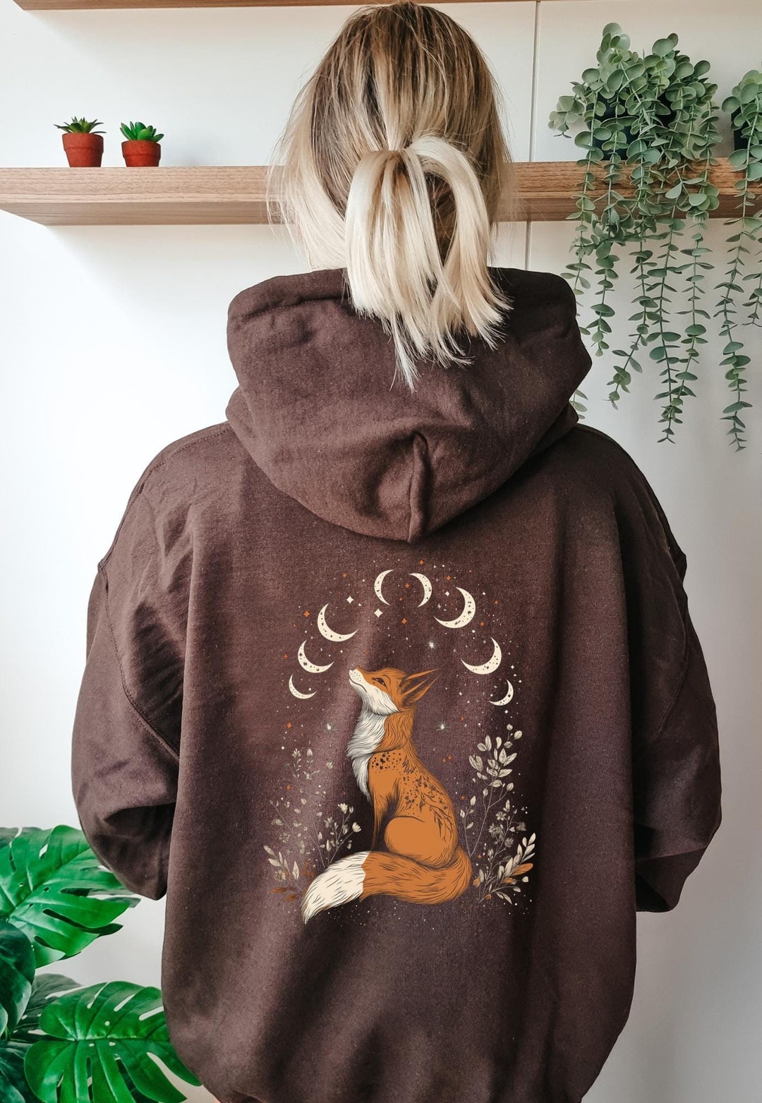 Fox Hoodie, Folklore Design, Boho Magic Hoodie, Nature-inspired Hoodie ...