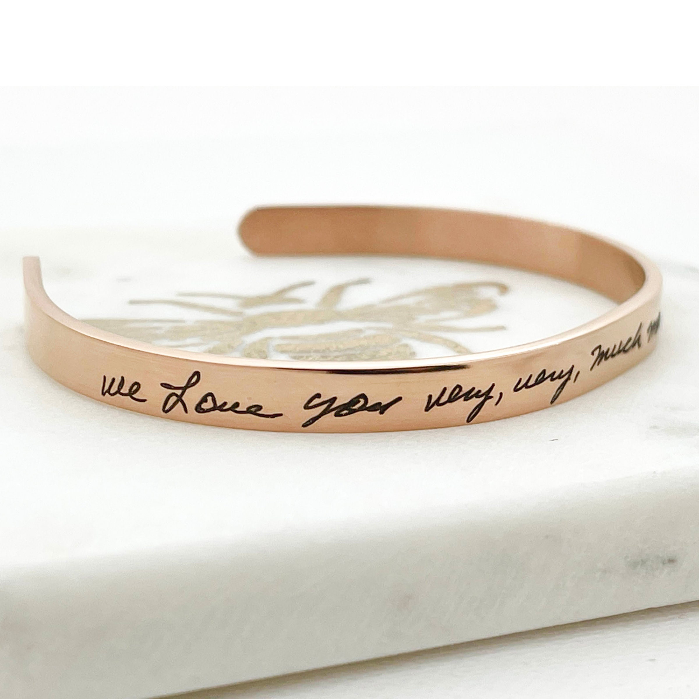 Handwriting Cuff Bracelet Engraved Actual Handwriting Signature Jewelry ...