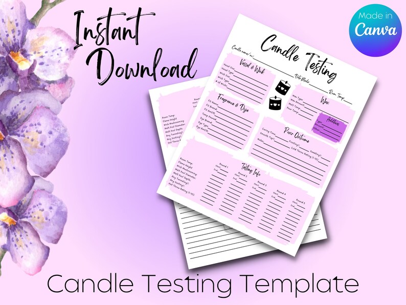 Editable Candle Testing Sheet Template - Etsy