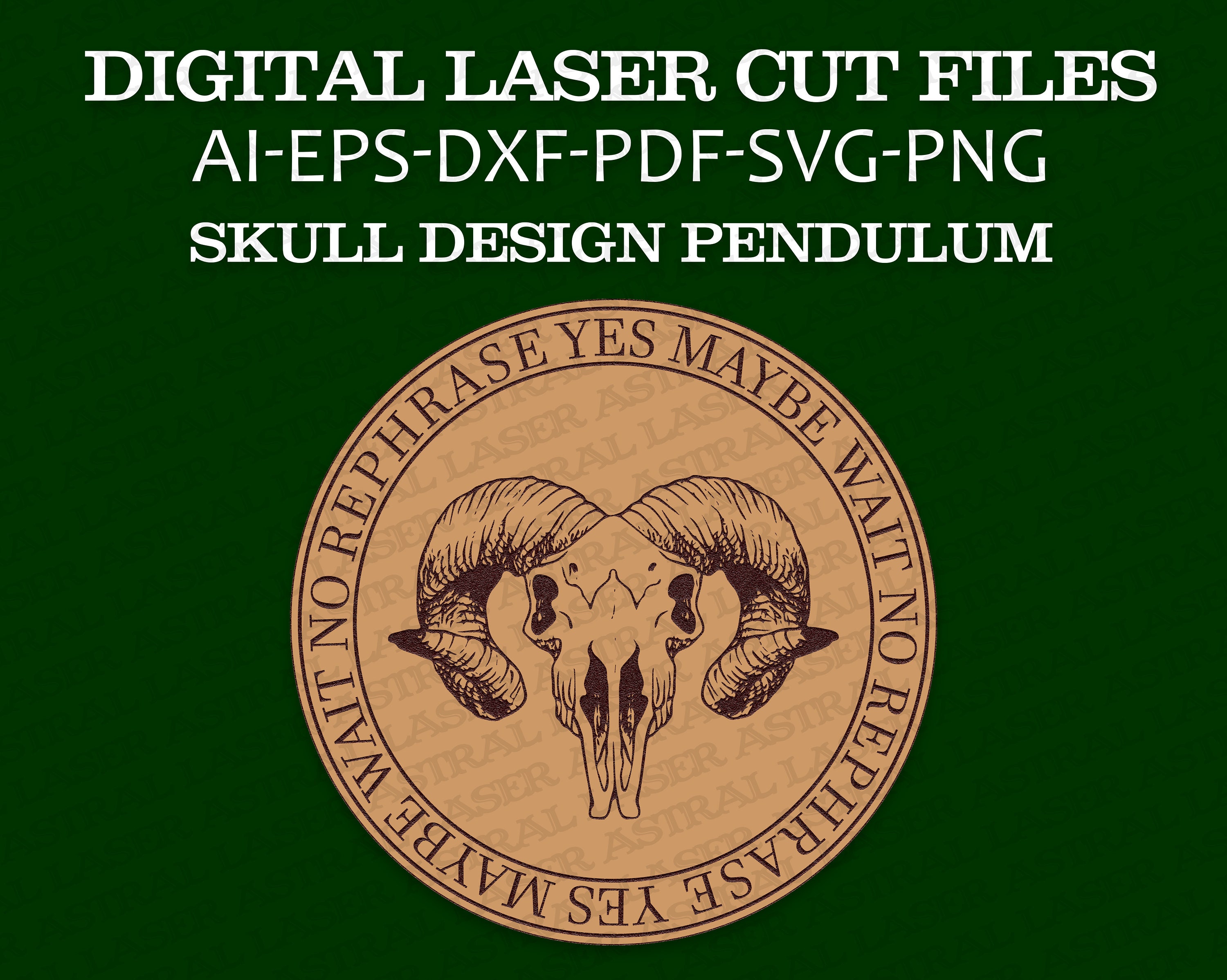 Skull Design Pendulum Ai-eps-dxf-pdf-svg-png Digital Laser - Etsy