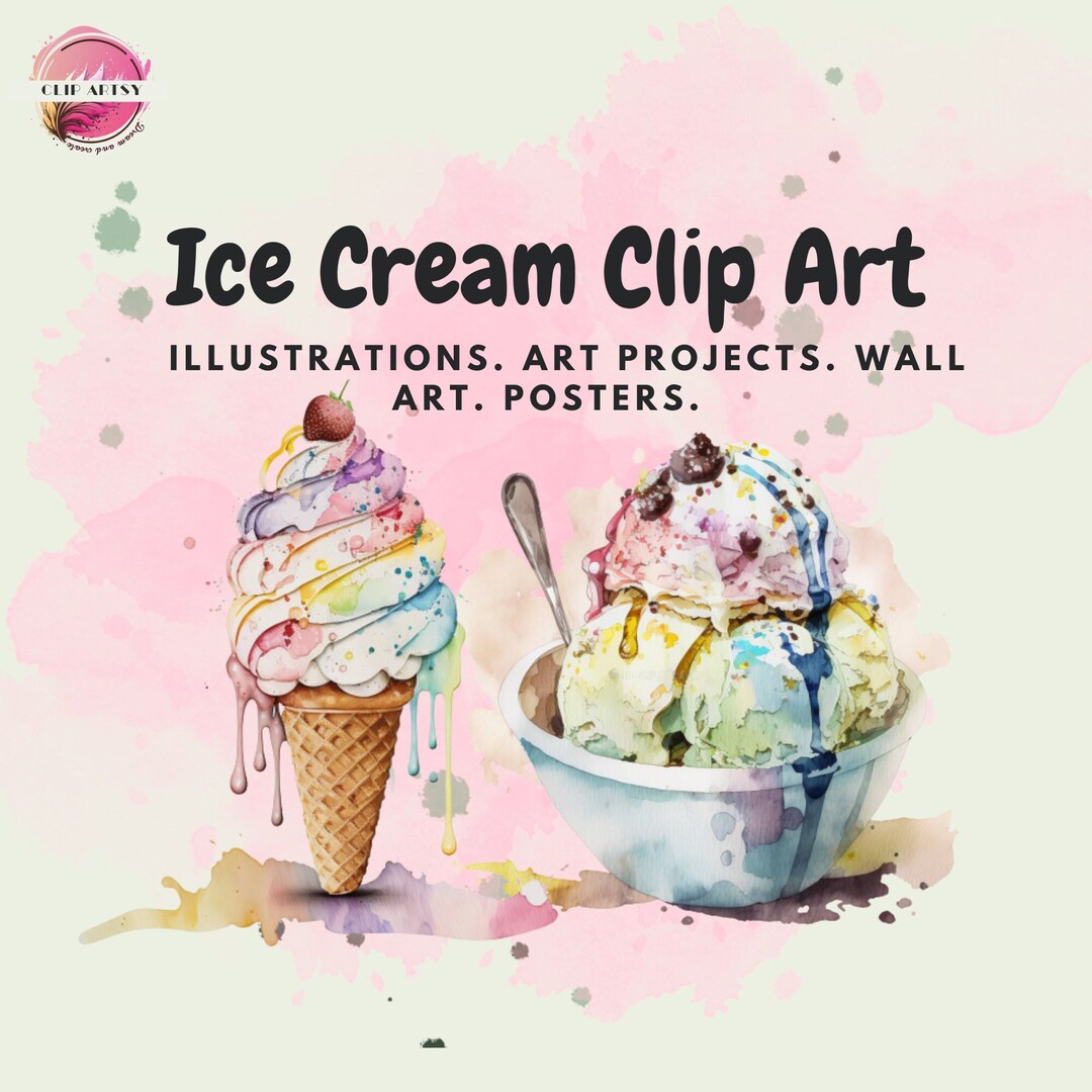 Watercolor Printable Ice Cream Clipart - Etsy