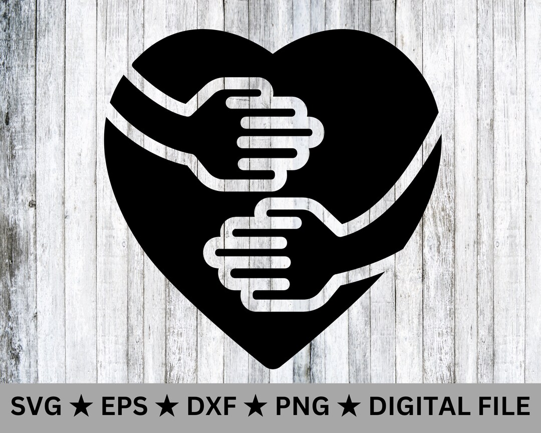 Hugging Heart SVG • Clip Art Cut File Silhouette Dxf Eps Png • Instant ...