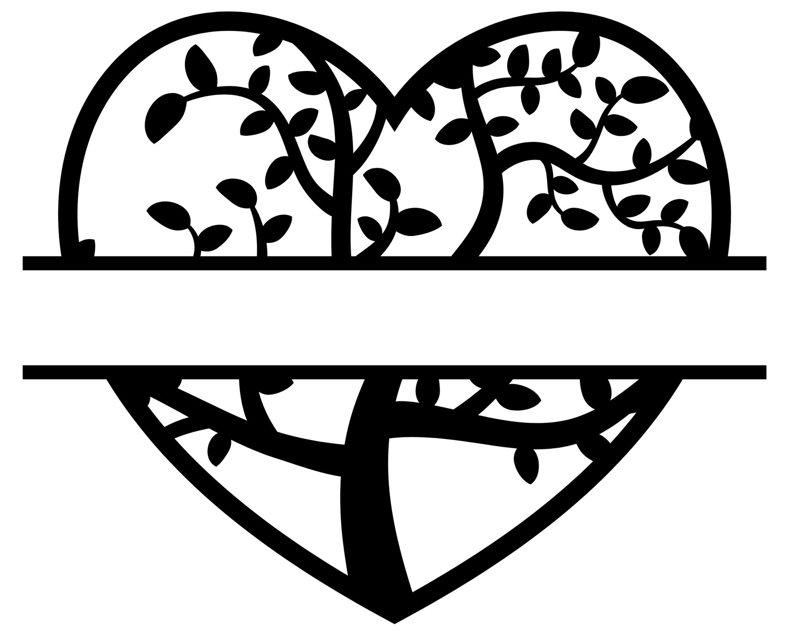 Heart Last Name Tree SVG • Clip Art Cut File Silhouette • CNC Laser ...