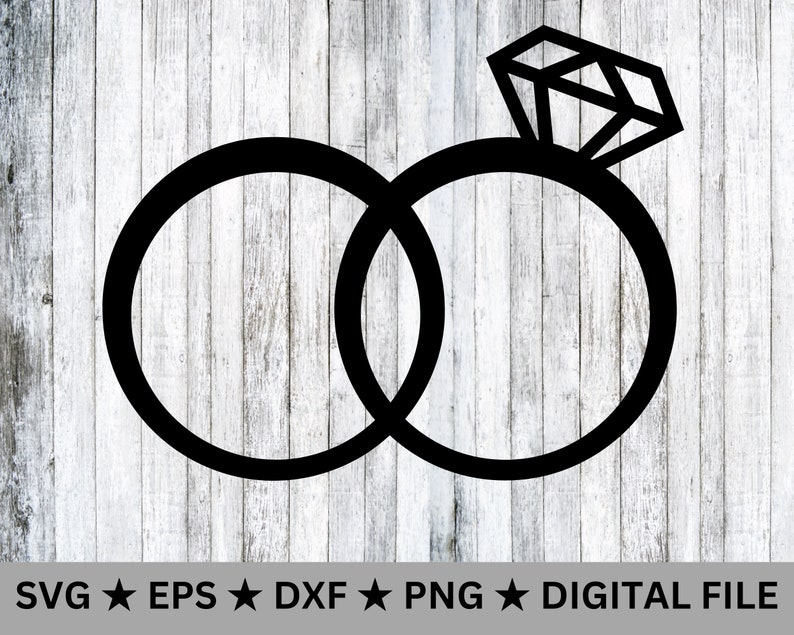 Wedding Rings SVG • Clip Art Cut File Silhouette Dxf Eps Png • Instant ...