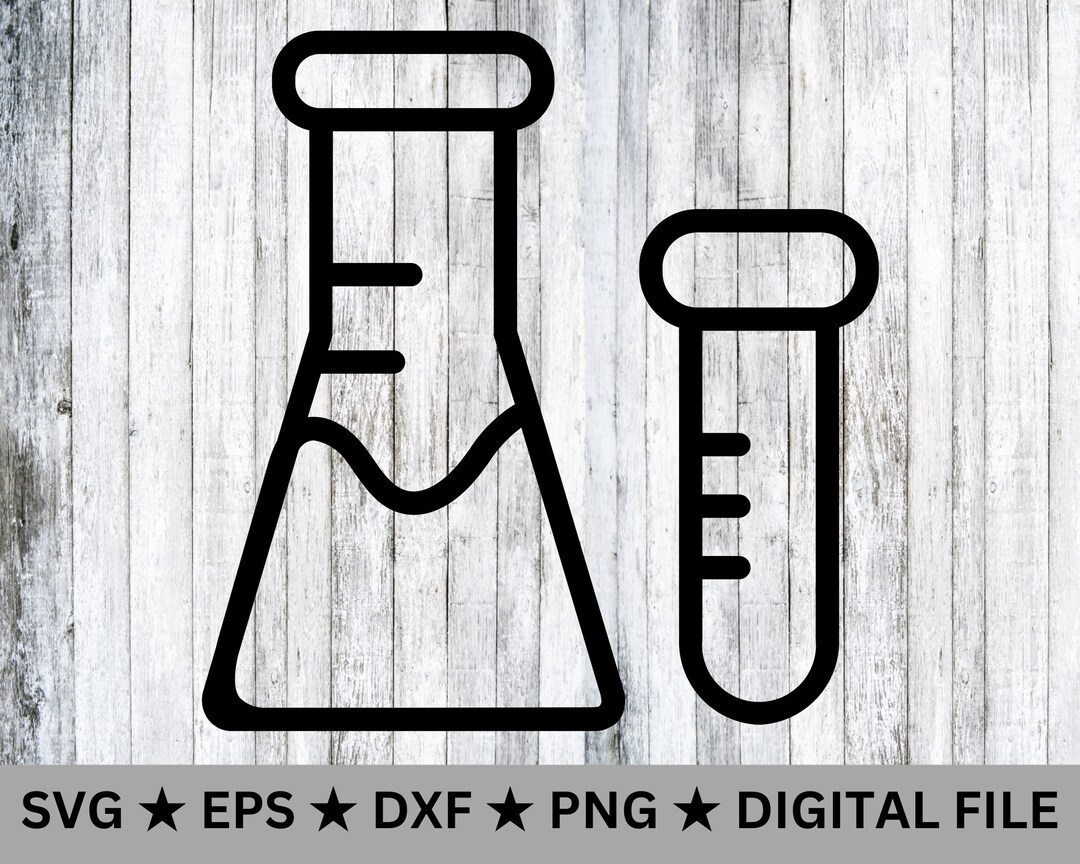 Science Test Tube and Flask SVG • Clip Art Cut File Silhouette Dxf Eps ...