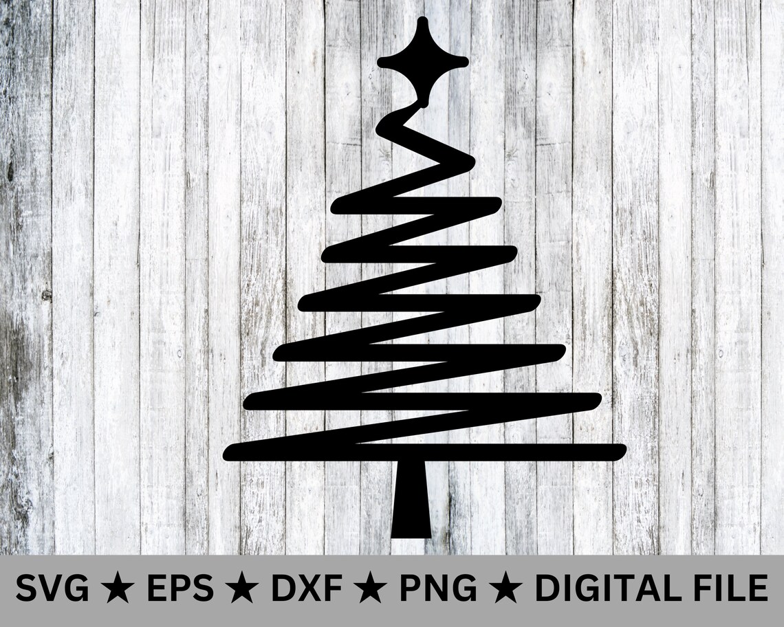 Scribble Christmas Tree SVG • Clip Art Cut File Silhouette Dxf Eps Png ...