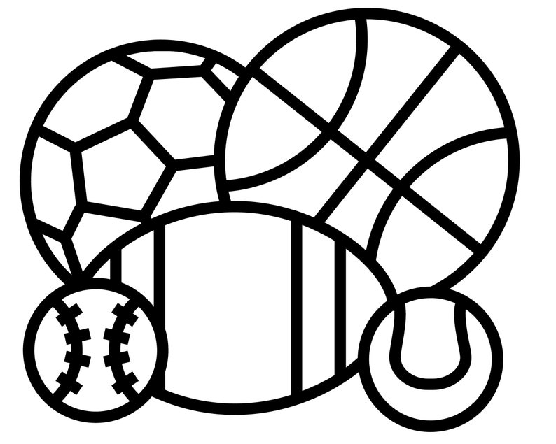 Sports Balls SVG Clip Art Cut File Silhouette CNC Laser Tshirt Instant ...