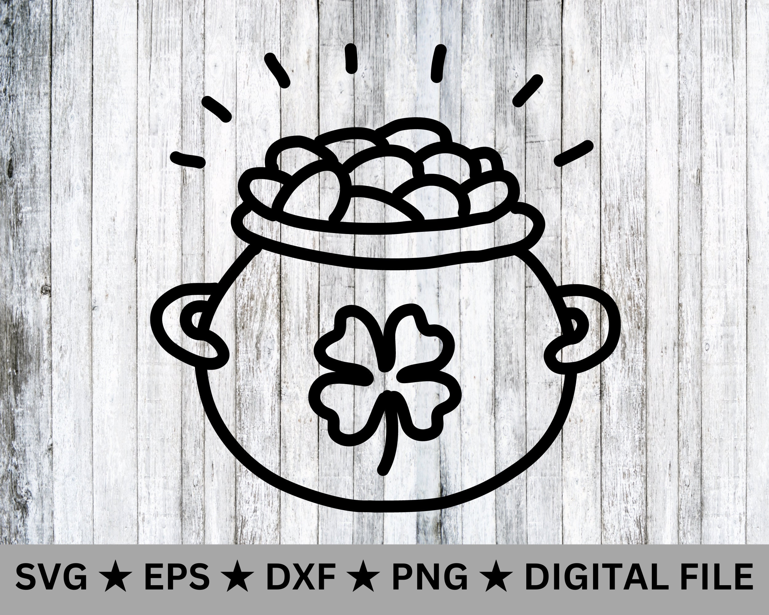 Hand Drawn Pot of Gold SVG • Clip Art Cut File Silhouette • CNC Laser ...