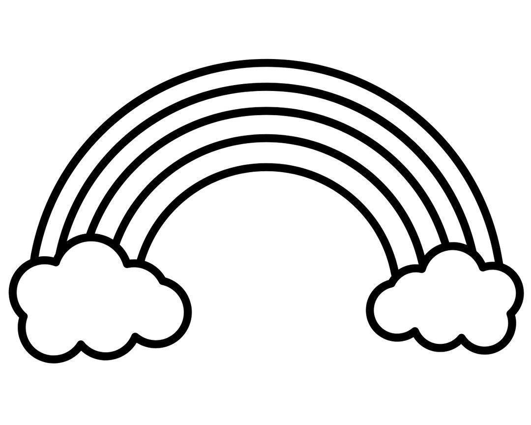 Rainbow With Clouds SVG • Clip Art Cut File Silhouette • CNC Laser ...