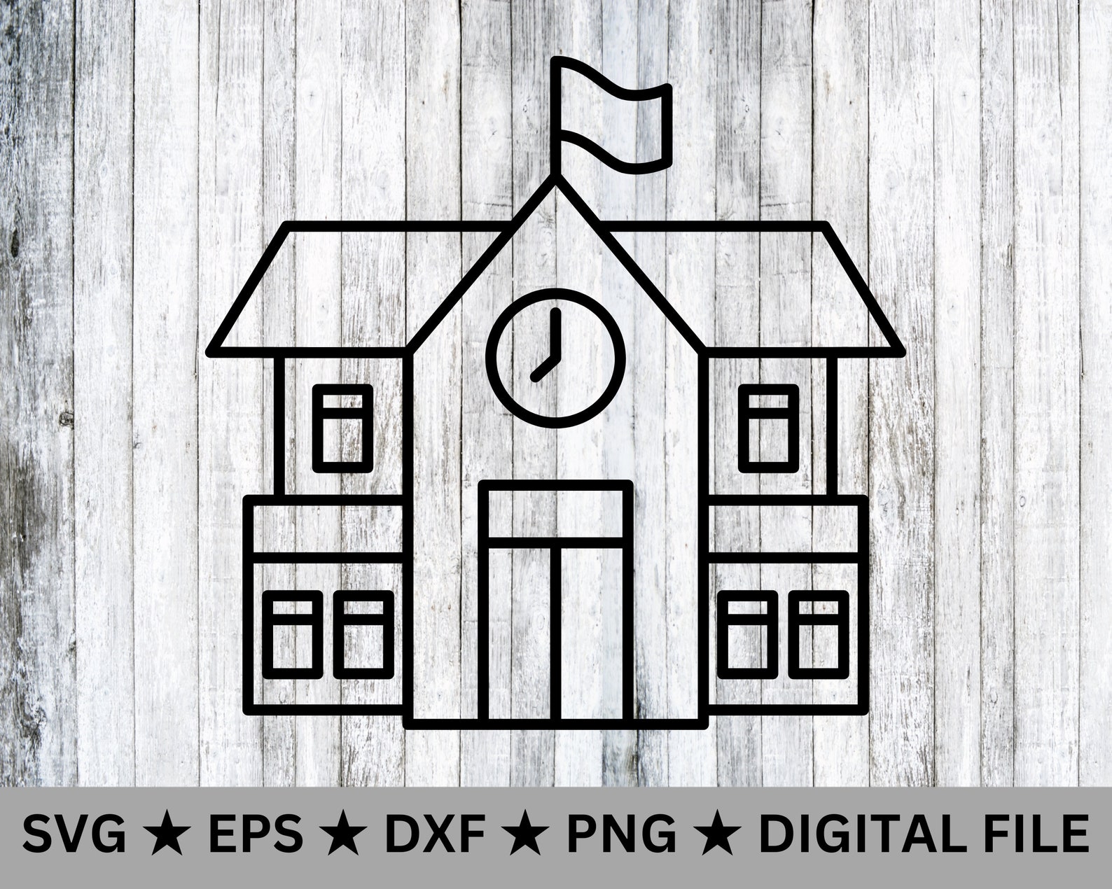 School Building SVG • Clip Art Cut File Silhouette Dxf Eps Png ...