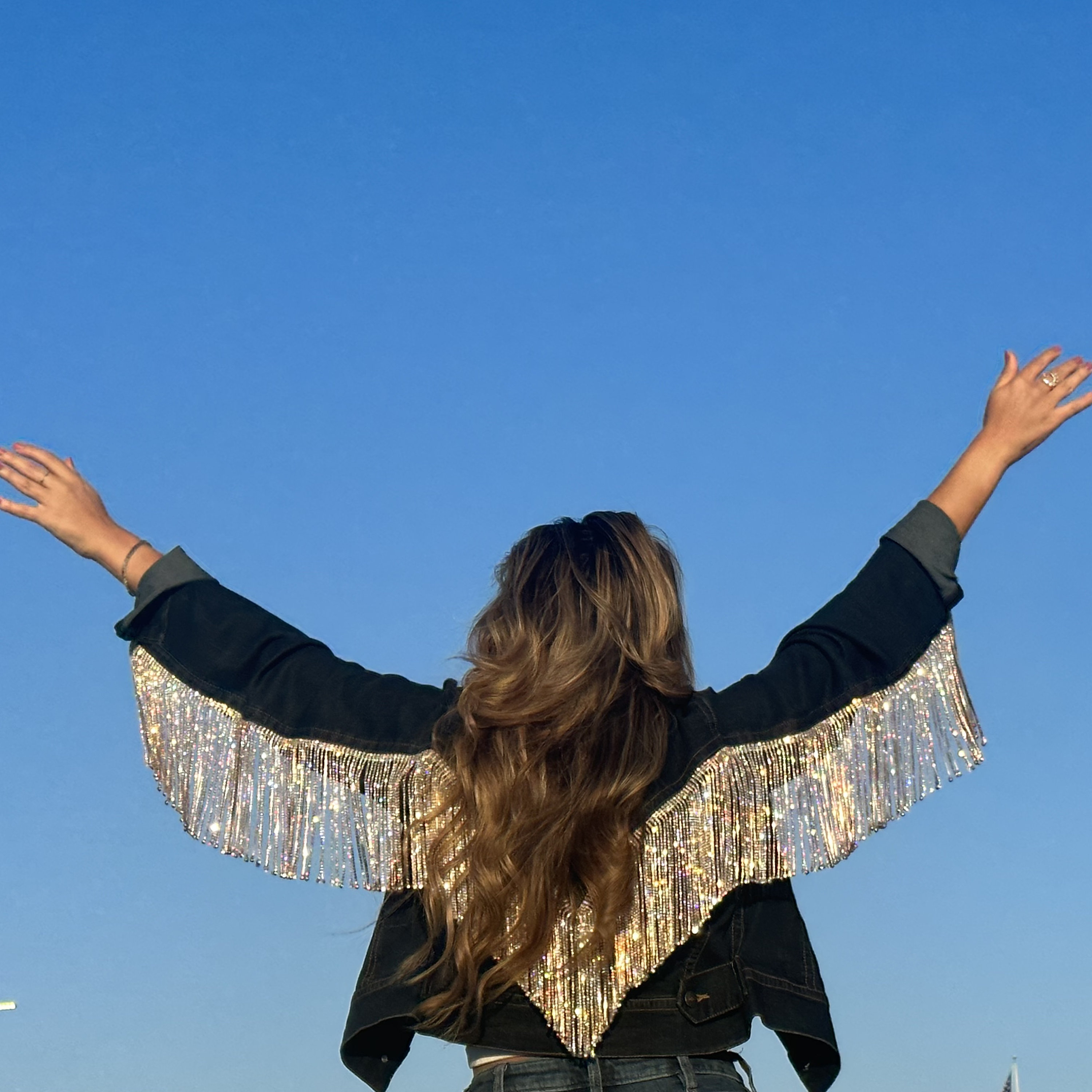 Custom Rhinestone Fringe Denim Jacket - Etsy