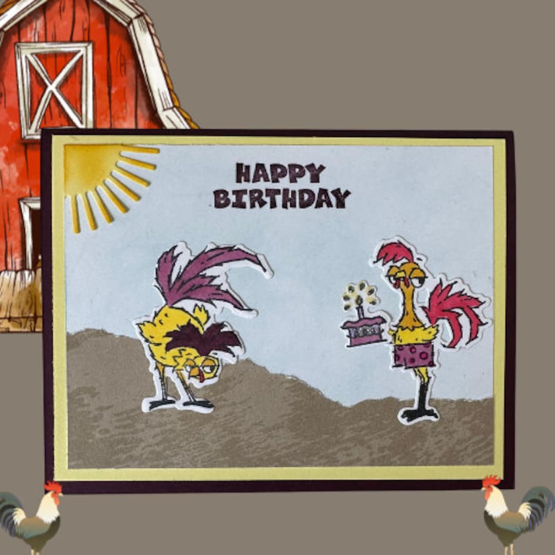 Happy Birthday Funny Chicken Party Greeting Card - Whimsical Chickens ...