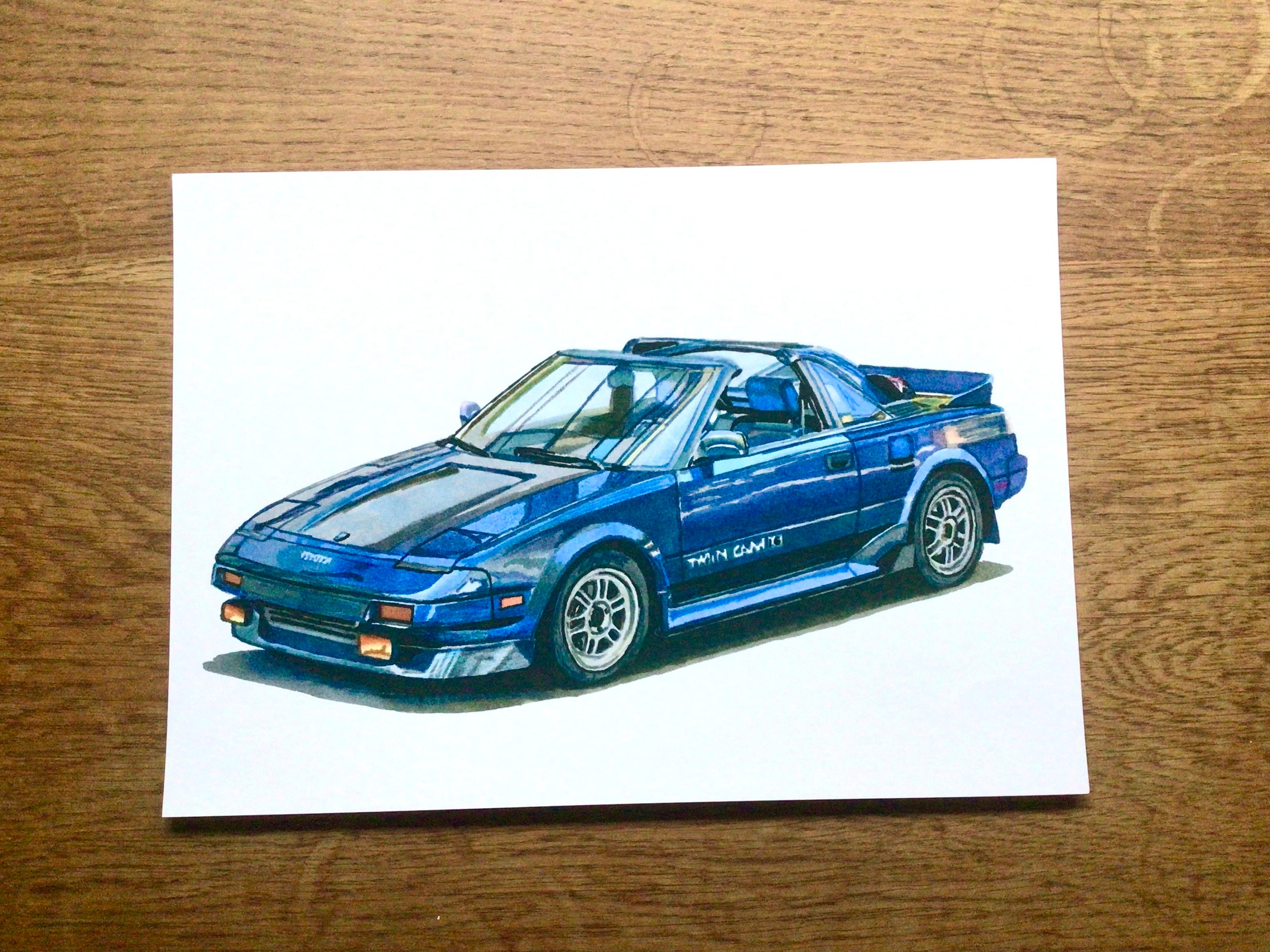 Toyota MR2 MK1 Car Print, Hand Drawn Car Drawing. Perfect Gift for Any ...