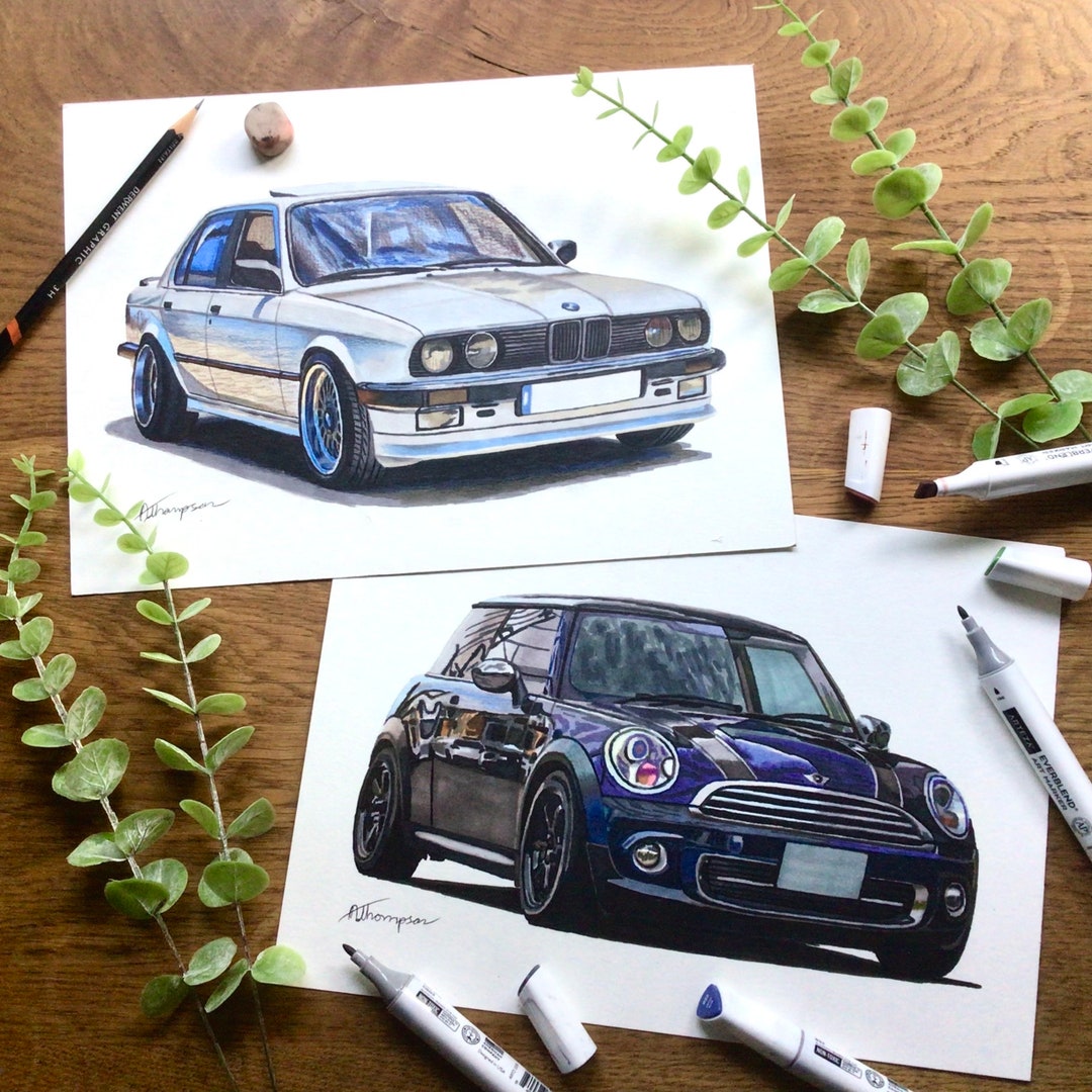 Personalised Car Portrait From a Photo. Custom Car Drawing, Christmas ...