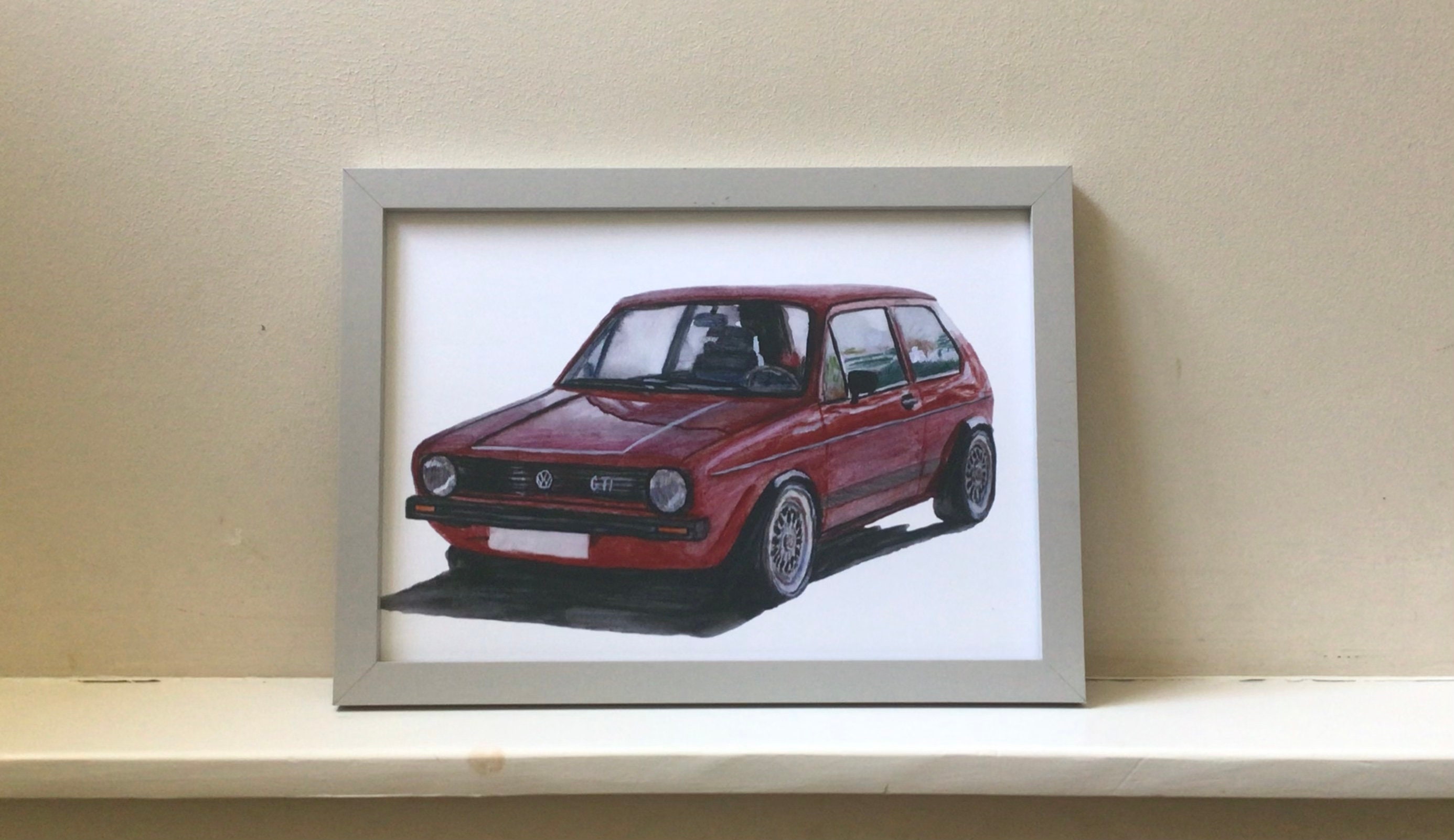 VW Golf GTI MK1 Car Print, Hand Drawn Car Drawing. Perfect Gift for Any ...