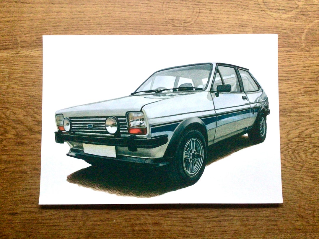 Ford Fiesta XR2 MK1 Car Print, Hand Drawn Car Drawing. Perfect Gift for ...