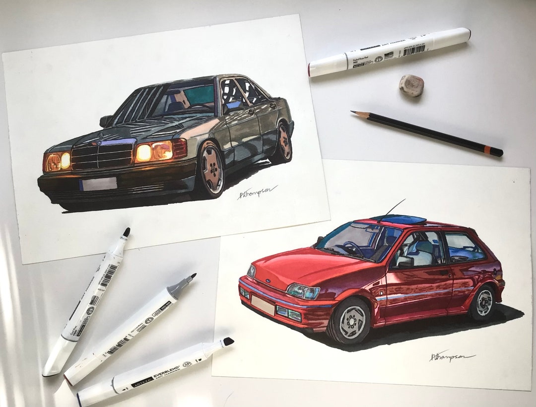 Custom Car Drawing Personalised Christmas Gift Hand Drawn - Etsy