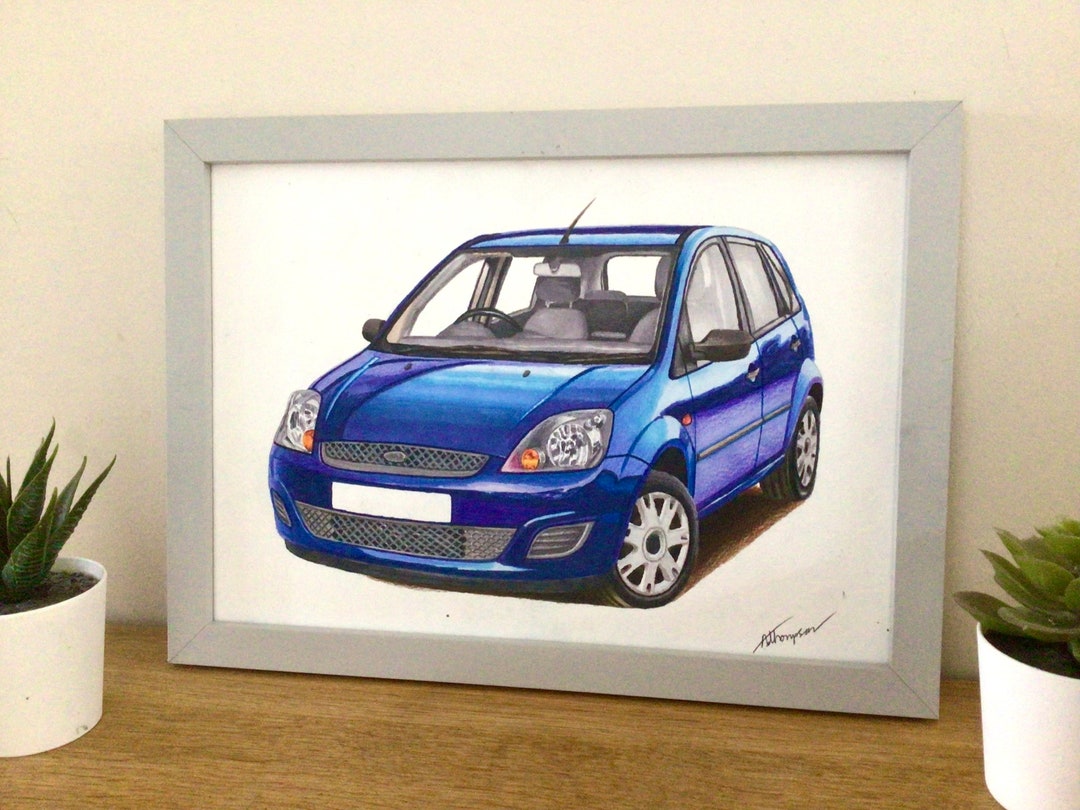 Ford Fiesta MK6 Marker Drawing Print, Perfect Gift Idea! Hand Drawn Car ...