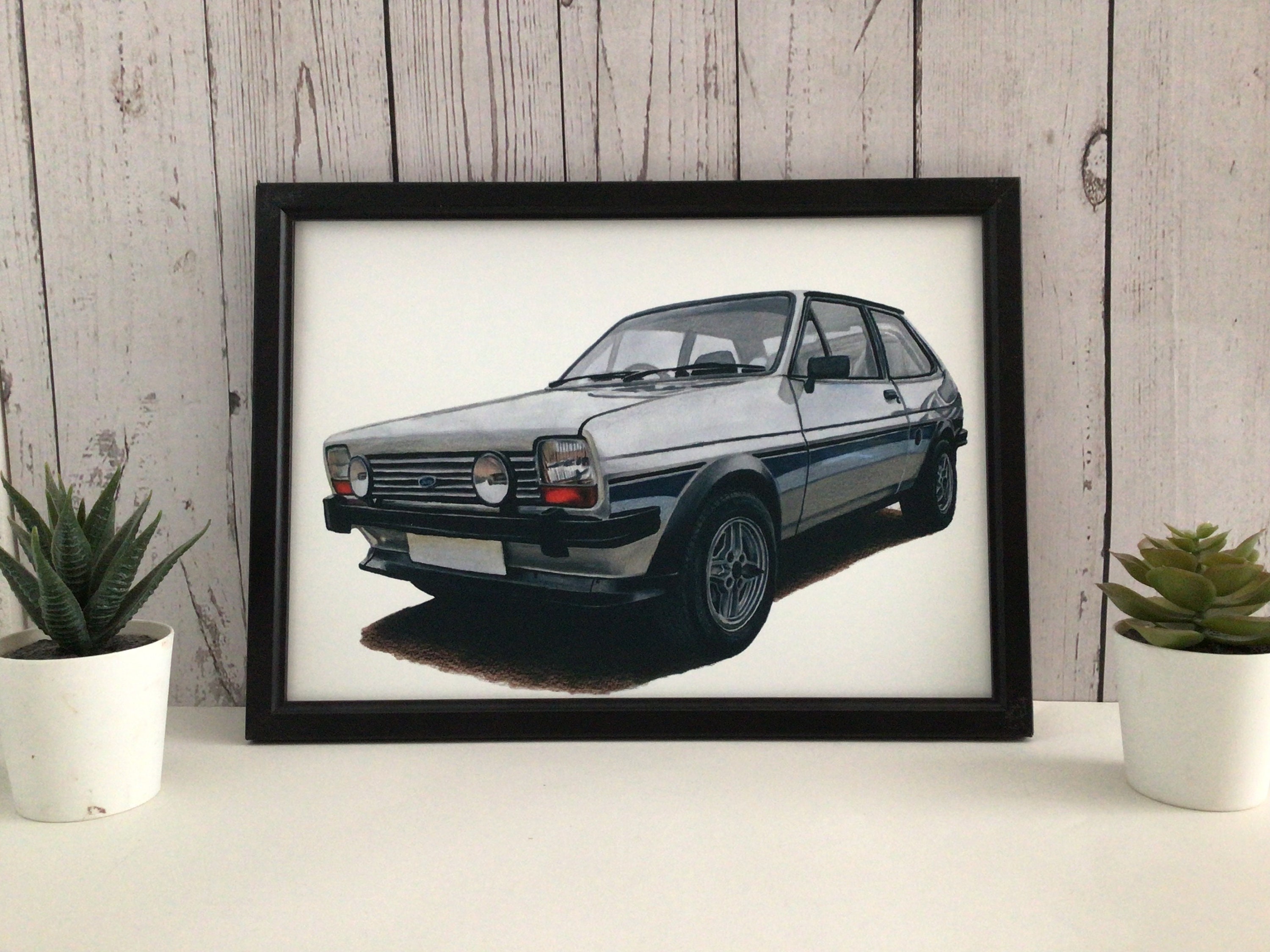 Ford Fiesta XR2 MK1 Car Print, Hand Drawn Car Drawing. Perfect Gift for ...