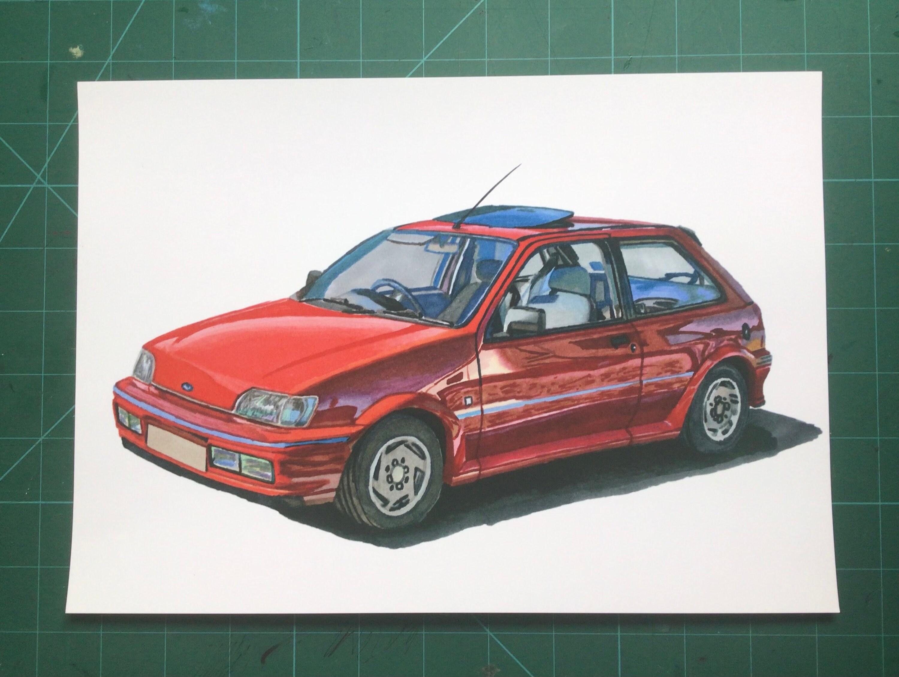 Ford Fiesta Xr2i Car Print Hand Drawn Car Drawing. Perfect - Etsy UK