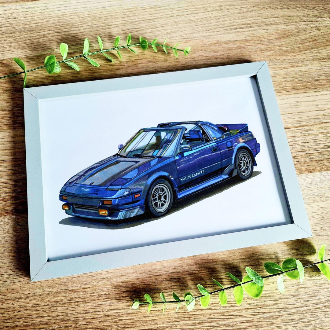 Toyota MR2 MK1 Car Print, Hand Drawn Car Drawing. Perfect Gift for Any ...
