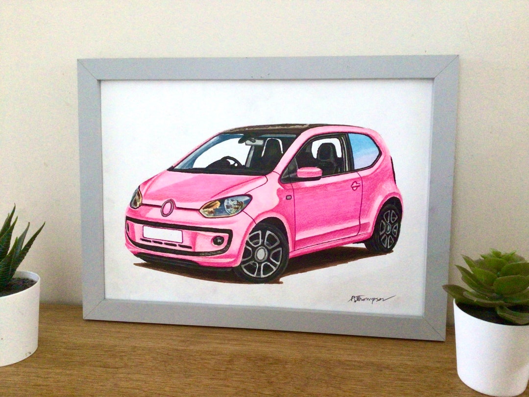 VW Up! Car Print, Hand Drawn Car Drawing. Perfect Gift for Any Car ...