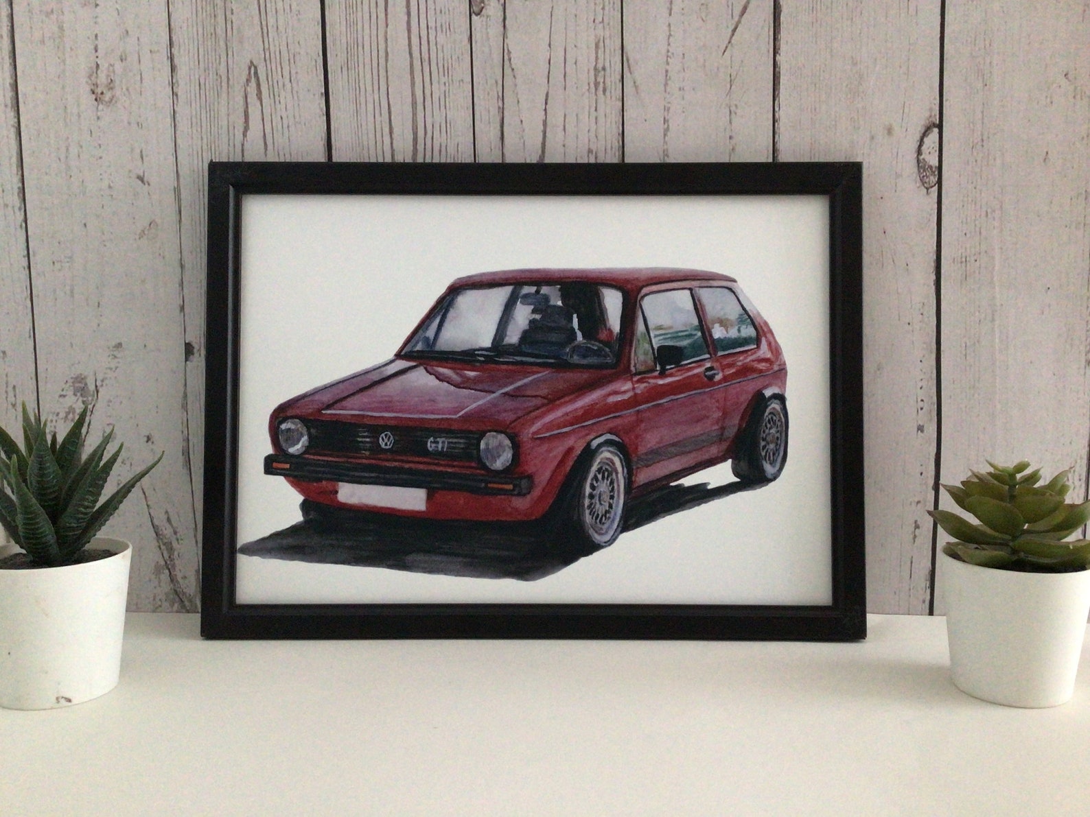VW Golf GTI MK1 Car Print, Hand Drawn Car Drawing. Perfect Gift for Any ...