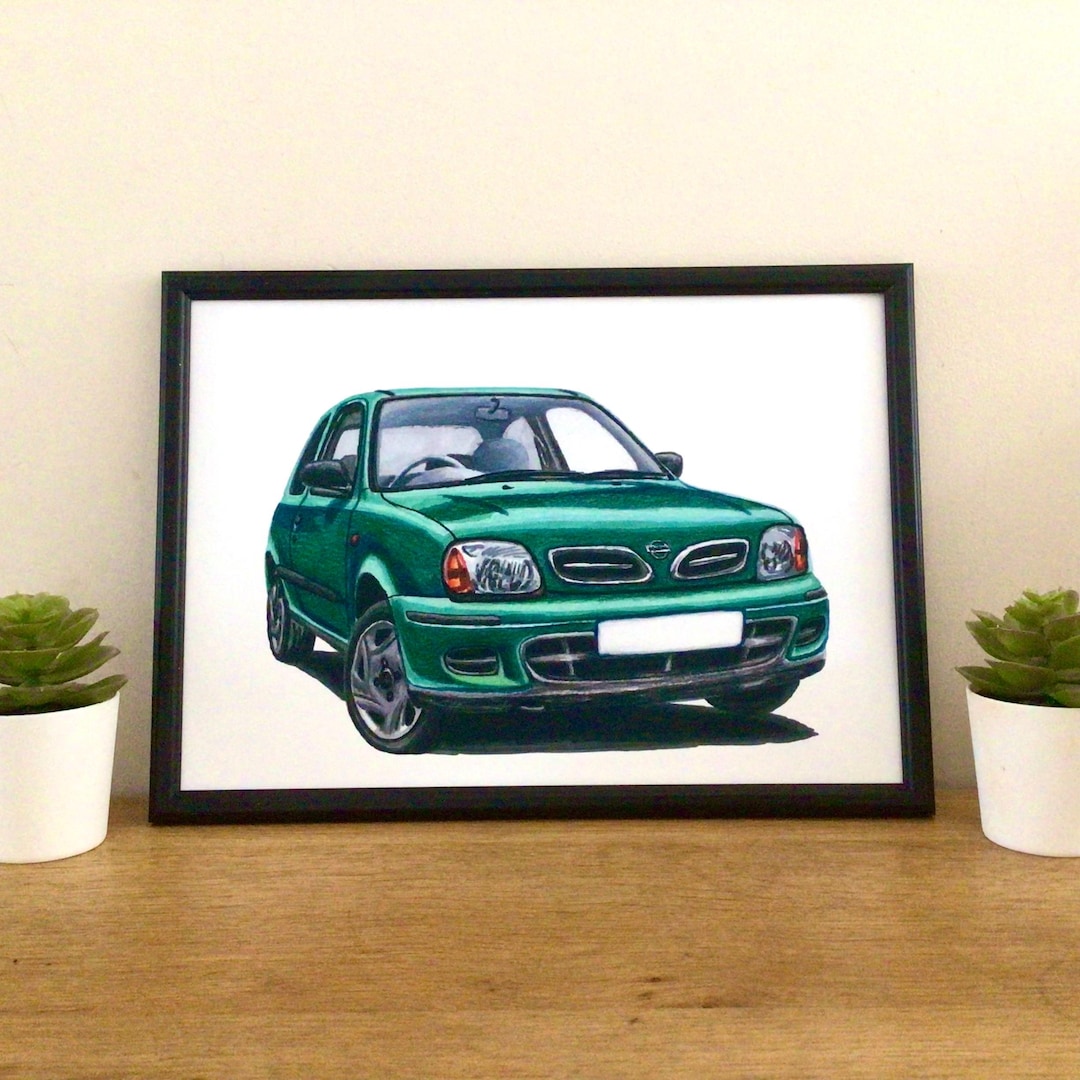 Nissan Micra K11 Marker Drawing Print, Perfect Gift Idea! Hand Drawn ...
