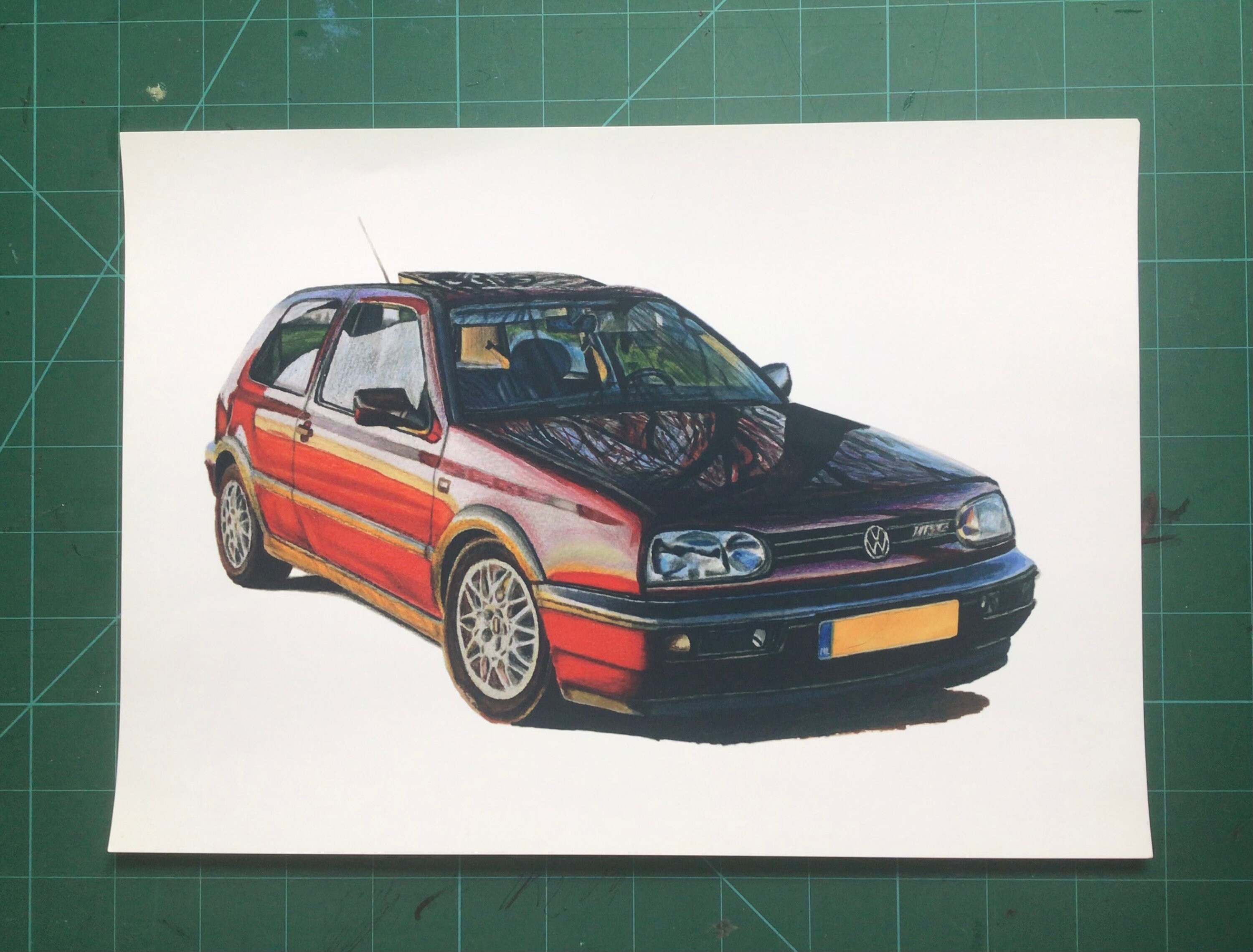 VW Golf GTI MK3 Car Print Hand Drawn Car Drawing. Perfect - Etsy UK