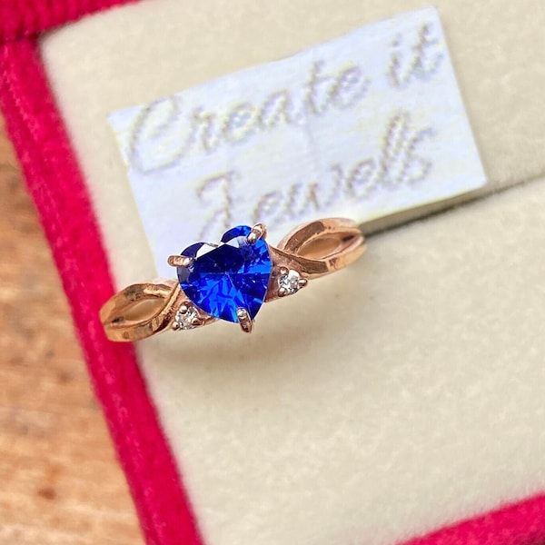 Blue Heart Ring - Etsy