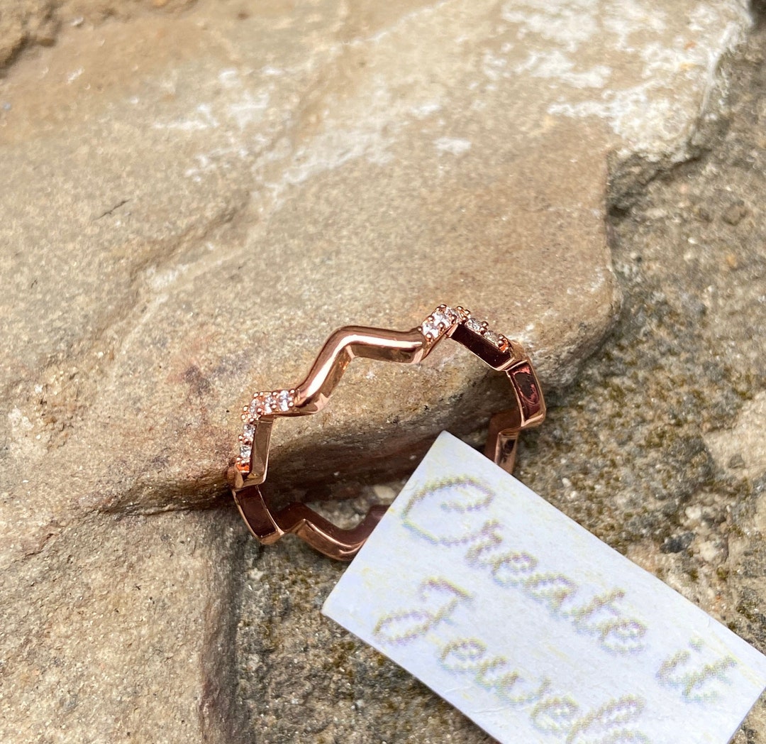 Stackable Zig Zag Ring Stackable Wave Ring Zig Zag Jewelry Wave Ring Modern Design Stacking Ring ...