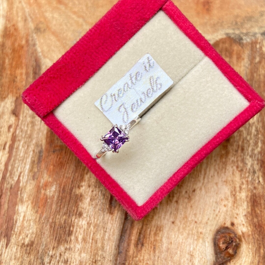 Amethyst Ring White Gold Self Love Promise Ring Amethyst Halo Ring Love ...