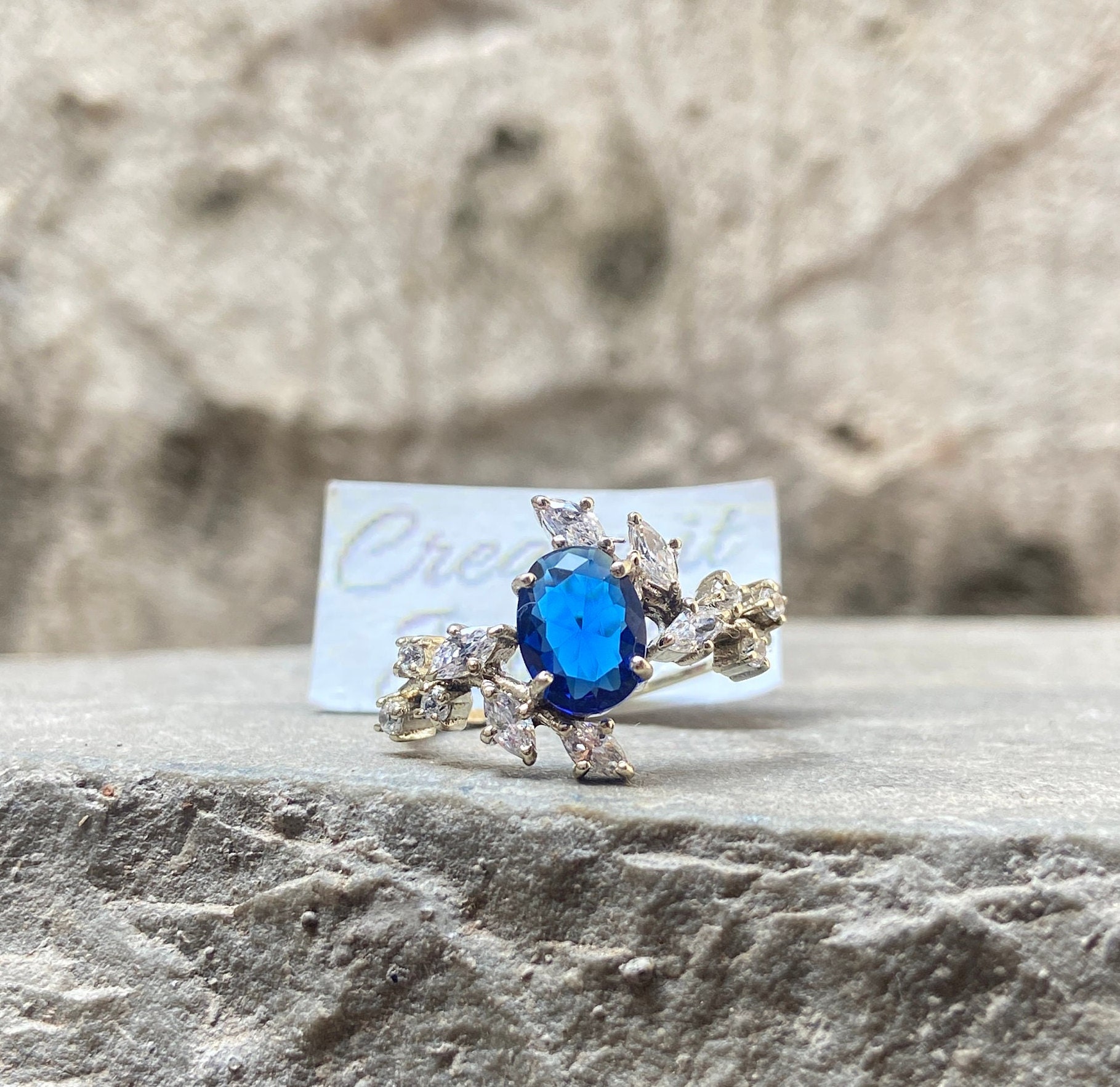 Elegant Pear Shaped Sapphire Ring Vintage Unique Twig Engagement Ring ...