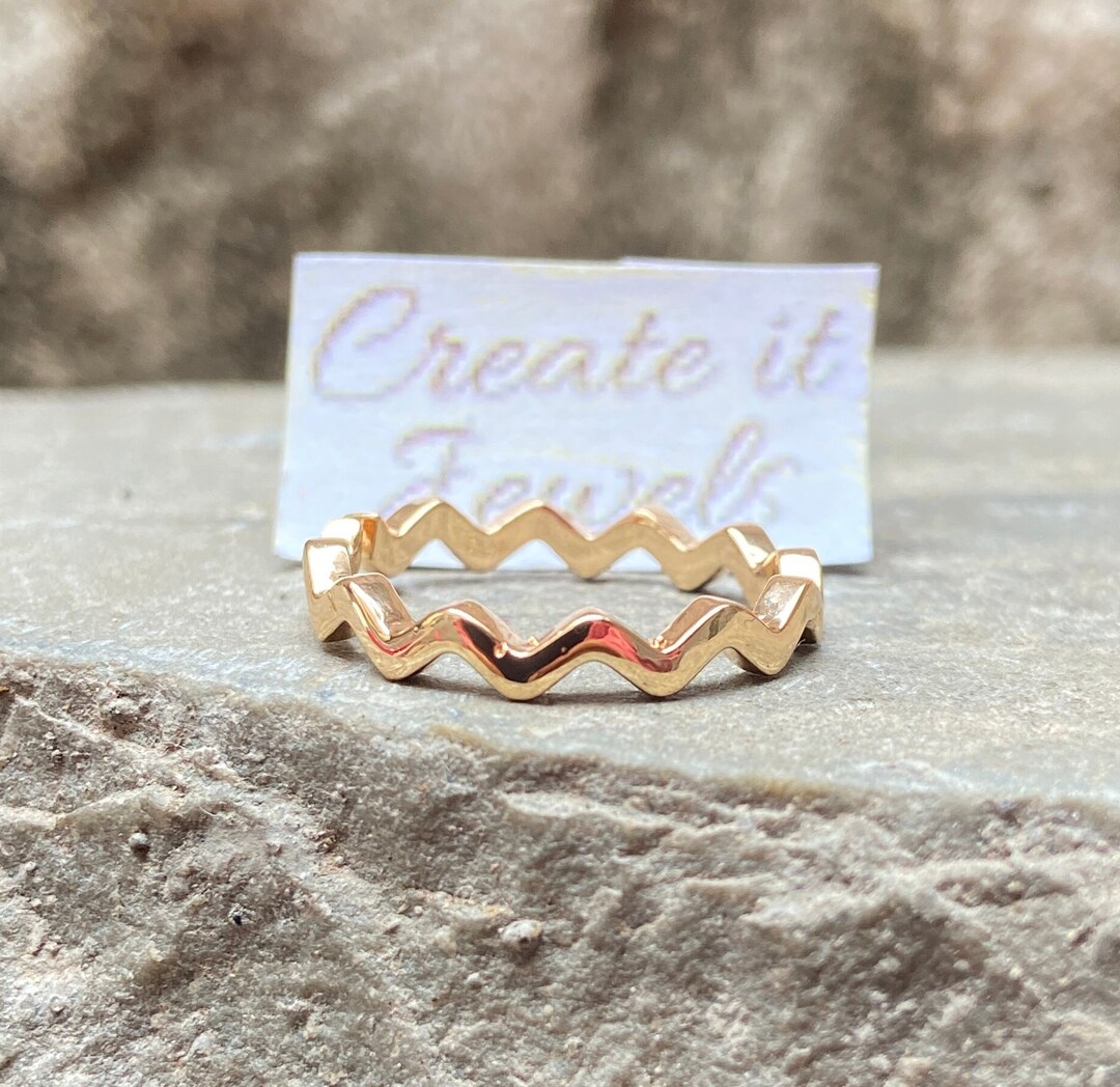 High and Low Wave Zig Zag Ring Stackable Zig Zag Ring Stackable Wave Ring Zig Zag Jewelry High ...